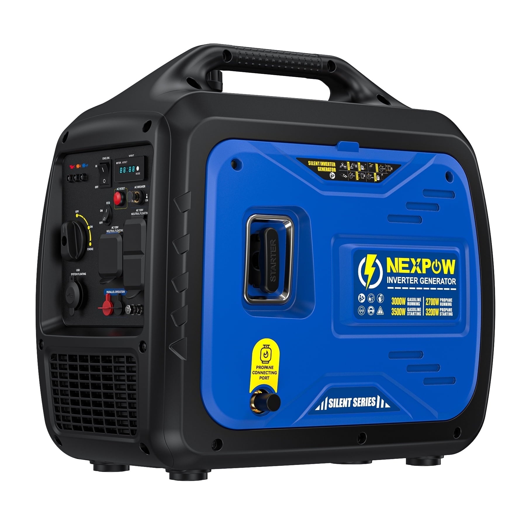 NEXPOW 3500W Portable Inverter Generator, Dual Fuel Super Quiet Genera