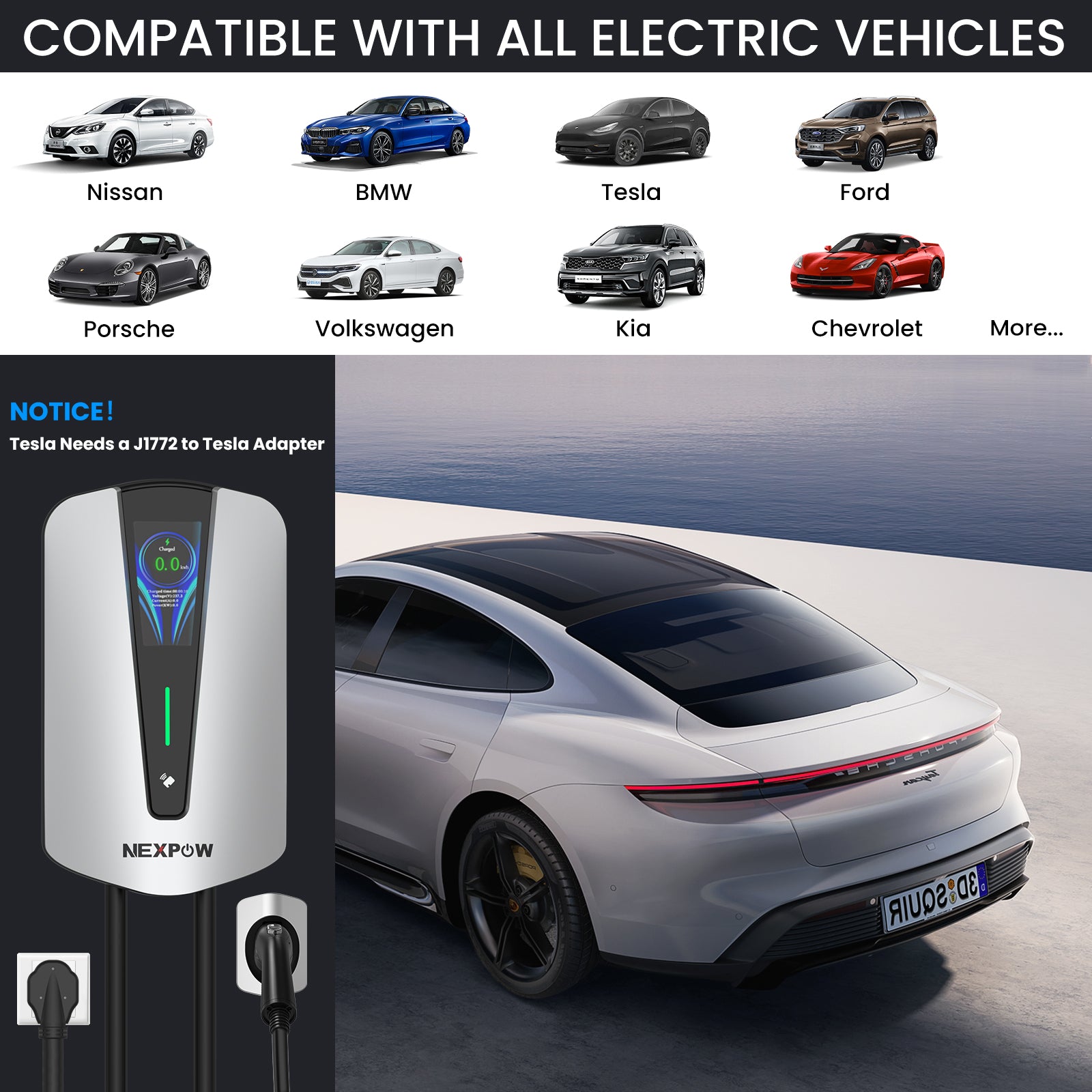 NEXPOW Level 2 EV Charger, Max 48A Adjustable Current Electric Vehicle