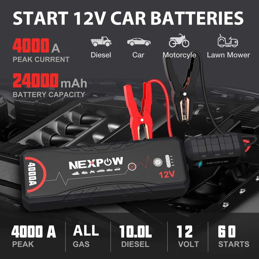 NEXPOW Car Jump Starter,Car Battery Jump Starter 4000A Peak Q11 Pack f