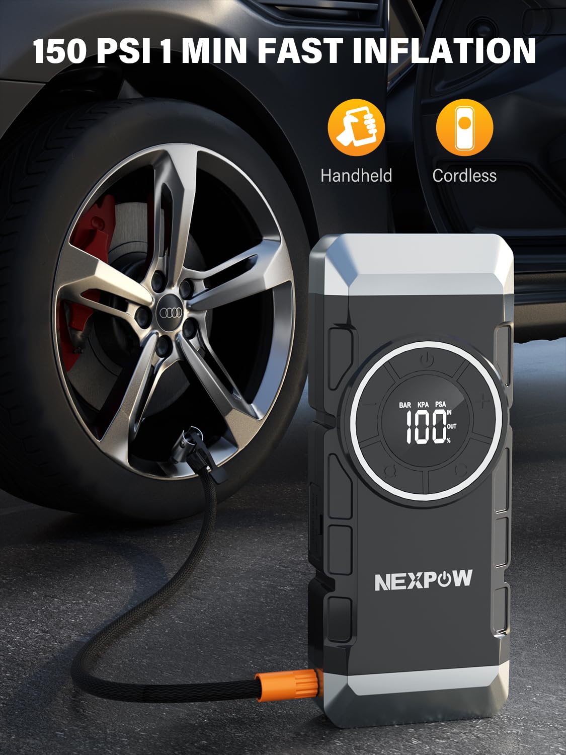 NEXPOW Car Battery Jump Starter 2000A Peak with Air Compressor,12V 150